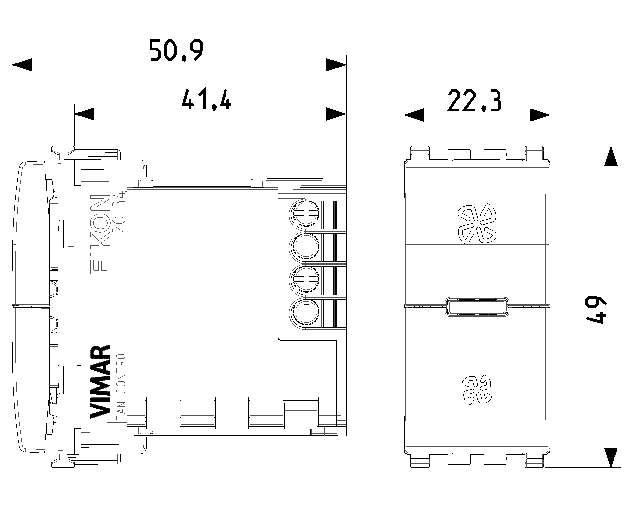 Dimmer for fans 220-240V grey - 20134