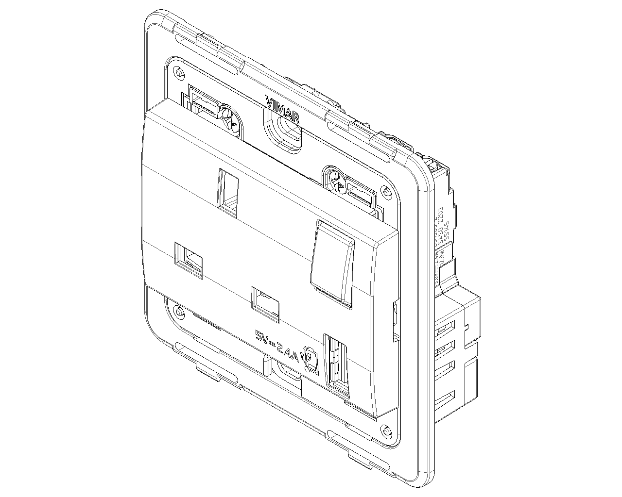 2P+E13ABS socket+switch +A-USB white - 20223.A.B
