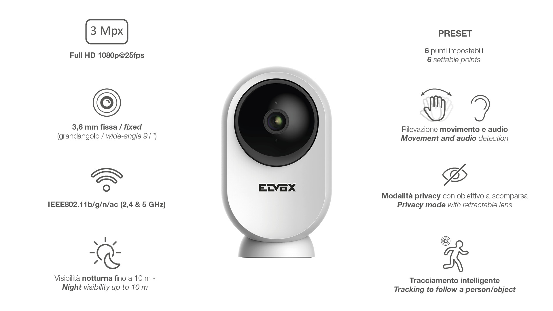 Wi-Fi PT 3Mpx cam - 3,6mm 110° view - 46239.036C