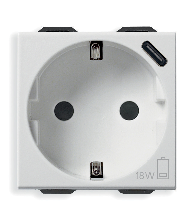 Prise SICURY 2P+T 16A DE+USBC 18W blanc - 09208.USB