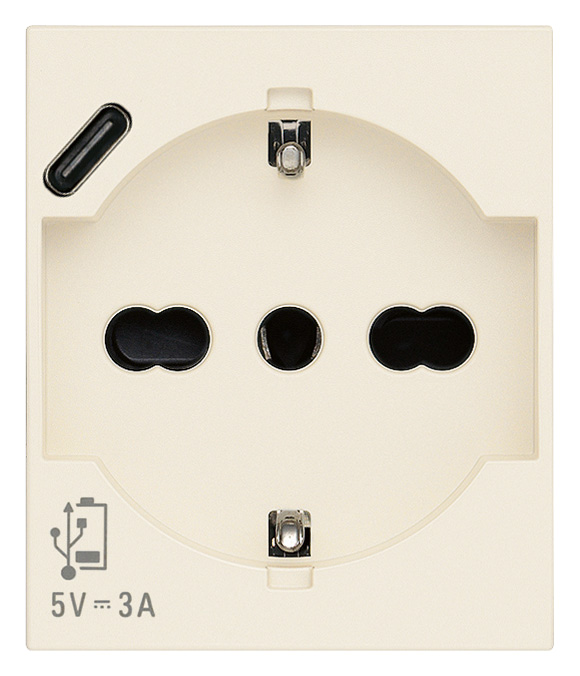 2P+E 16A Universal+USB-C outlet canvas - 30210.USBC
